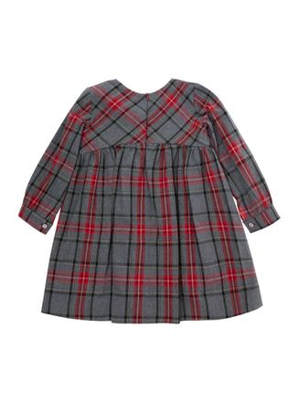 Nan&aacute;n Tartan-Pleated Cotton Dress - Red