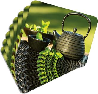 MG Design Set aus 8 Kork-Platzsets - Tea 3 - 30 x 40 cm - hitzebest&auml;ndig & abwischbar, mit Korkr&uuml;ckseite