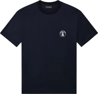Emporio Armani Homme, Tops, Bleu, Taille: 2XL T-shirt en Lyocell Coton