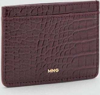 Mango Porte-cartes simili-cuir effet croco bordeaux - Femme - Taille unique - MANGO
