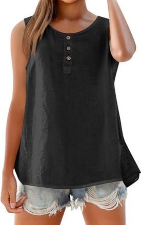 Generic Debardeur Femme Chic et &eacute;l&eacute;gant Chemisier sans Manche Imprim&eacute; D&eacute;bardeur en Coton et Lin Crop Top Ete Haut Chic et Elegant Fluide Ample Caraco Vetement