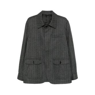 Brioni Herringbone Flap-pocket Jacket - - Jackets - Herren - Grau - M