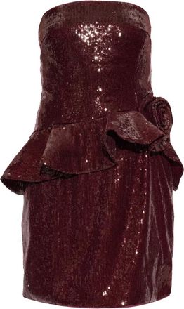 Rotate Rotate Birger Christensen - Robe &agrave; &eacute;paules d&eacute;nud&eacute;es orn&eacute;e de sequins - Femme - Robes - Rouge - Taille: 36 FR