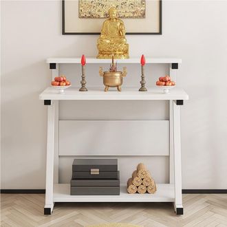Generic Pooja-Tisch, moderner buddhistischer Altartisch f&uuml;r Meditation und Gebet, doppelst&ouml;ckiger Pooja-Schrank mit Stauraum f&uuml;r Wohnzimmer oder Hausaltar