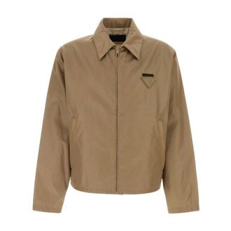Prada Re-Nylon Short Zip Jacket - - Jackets - Herren - Beige - S