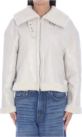 Salvatore Santoro Femme, Vestes, Blanc, Taille: 36 FR Veste Aviateur avec Doublure Sherpa