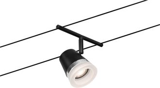 Paulmann 94464 CorDuo Seilsytem Spot Cone DC max. 1x10 Watt erweiterbar Schwarz matt Drahtseil Kunststoff GU5,3 Drahtseilsystem ohne Leuchtmittel