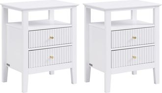 Vente-Unique Nachttisch 2er-Set 2 Schubladen & 1 Ablage - MDF - Wei&szlig; - NIRIVA