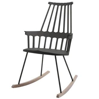 Kartell 595609 Comback Schaukelstuhl 58 x 100 x 58 cm Sitzhöhe 44 cm Sitzflächenfarbe Schaukelteil Eiche, schwarz
