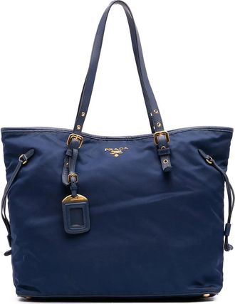 Prada Shopper - Saffiano Trimmed Tessuto Tote - Gr. unisize - in Blau - f&uuml;r Damen