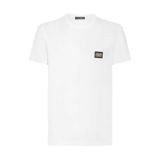 Dolce & Gabbana Homme, Tops, Blanc, Taille: XL T-shirt Girocollo