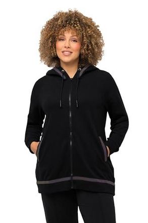 Ulla Popken Femme Sweatjacke Mit Kapuze, Reflektor Und Einsatz Veste Sweat, Noir, 48-50 EU