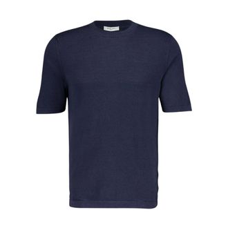 Boglioli Navy Baumwoll-Seidenmischung T-Shirt - - Tops - Herren - Blau - XL
