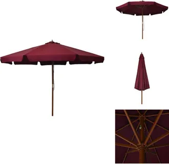 vidaXL Vidaxl - Parasol dext&eacute;rieur avec m&acirc;t en bois 330 cm Bordeaux - Parasol - Parasol Exterieure - Parasol Bois - Parasol Rouge - Parasol Jardin