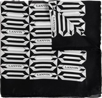 Lanvin Femme, Accessoires, Noir, Taille: ONE Size Silk Scarf With Logo