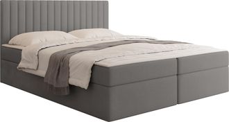 Mirjan24 Boxspringbett Tirulo, Doppelbett mit Topper und Matratze, Polsterbett mit 2 Bettkästen, Bett mit gepolstertes Kopfteil, Continentalbett (Manila 16, 18