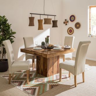 Ars Natura home24 Polsterstuhl Nello I 47 x 108 x 64cm Beige/Creme 2er Set