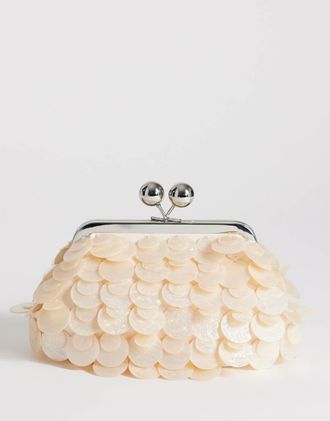 Topshop Maeve - Verzierte Clutch in Wollwei&szlig;
