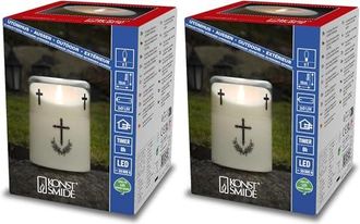 Konstsmide LED Gedenklicht/Grablicht, mit 8h Timer, 1 flackernde warm wei&szlig;e Diode, batteriebetrieben, Au&szlig;en (IP44), Batterie: 2x D 1.5V (exkl.) - 1869-170 (Packu