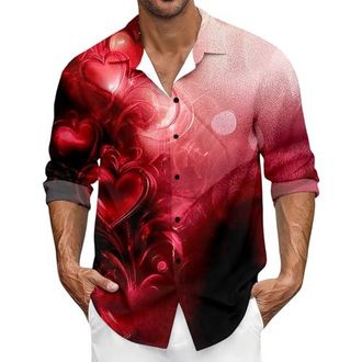 Generic Chemise &agrave; manches longues pour la Saint-Valentin 2026 - Imprim&eacute; coeur - &Eacute;l&eacute;gante robe d&eacute;contract&eacute;e avec design moderne et doux extensible au quotidien