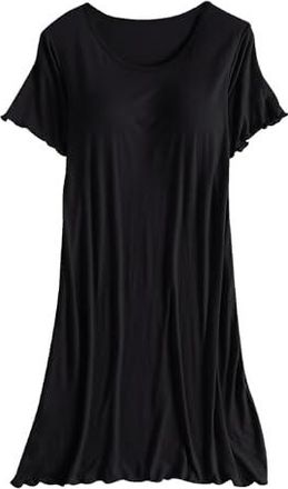 Generic Chemise de Nuit Femme avec Soutien-Gorge Femmes Longue Femme Robe de Nuit Grande Taille Manches Courtes Sleepwear Grande Taille Vêtements de Nuit Sexy