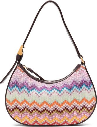 Missoni Mini Zigzag-knit Leather-trim Shoulder Bag