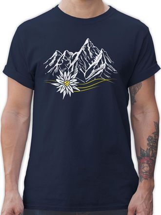 Shirtracer T-Shirt Herren - Kompatibel mit Oktoberfest - Edelwei&szlig; Berge Wandern Wanderlust Berg Ruft Alpen - 5XL - Navy Blau - Shirt Bild Mann Oktoberfest-t-Shir