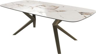 DELIFE Esszimmertisch Edge Boot Keramik Iris FMG Patagonia Lappato 240x120 Zenthara Kantig Metall Effektfinish Titan