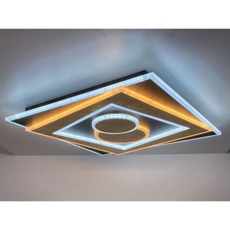 Fischer & Honsel LED Deckenleuchte RATIO Schwarz Gold mit Fernbedienung, 50x50cm