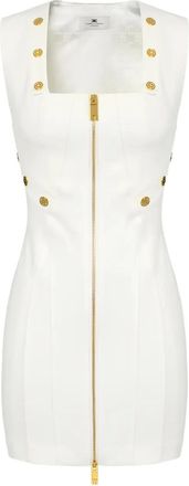 Elisabetta Franchi robe boutonnée à surpiqûres - Blanc