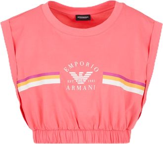 Emporio Armani Damen Crop Top T-Shirt, neon pink, Small