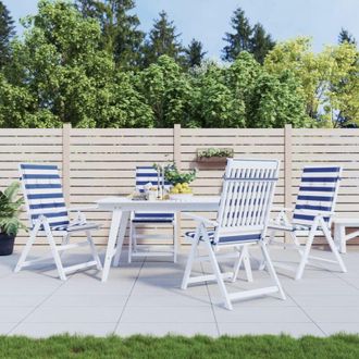 vidaXL Hochlehner-Auflagen 4 Stk. Blau & Weiß Gestreift Stoff - Vidaxl