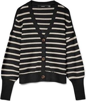 Vero Moda Vero Moda Femme V-Neck Cuff Vmlea Noos Cardigan &Agrave; Col en V Et Poignets, Noir, S EU