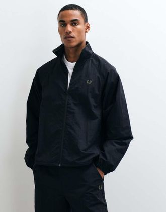 Fred Perry oversized Kombiteil-Shell-Jacke in Schwarz