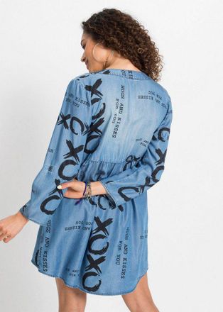 Bonprix Midikleid f&uuml;r Fr&uuml;hjahr und Sommer, Jeanskleid, aus Lyocell (TENCEL)