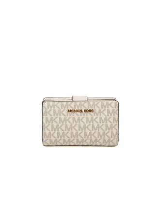 Michael Kors Logo Monogram Bi-Fold Wallet - Beige