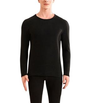 Generic Ensemble de sous-v&ecirc;tements thermiques doubl&eacute;s en polaire de couleur unie pour homme, cale&ccedil;on long pour homme, ensemble haut et bas thermiques pour lhi