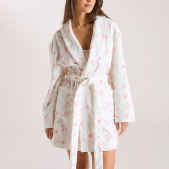 Lounge Peignoir en Tissu &Eacute;ponge - Motif Floral - XL-XXL
