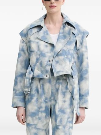 Iro veste imprimée à taille ceinturée - Bleu