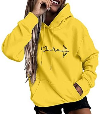 ORANDESIGNE Sweat &agrave; Capuche Femme Imprim&eacute; Coeur Hiver Pull Femme Hiver Chic Grande Taille Hoodie Femme Oversize Sweat Shirt Femme Fille Sport Manche Longue V&ecirc;teme
