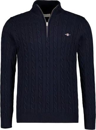 GANT Herren Troyer blau Baumwolle unifarben