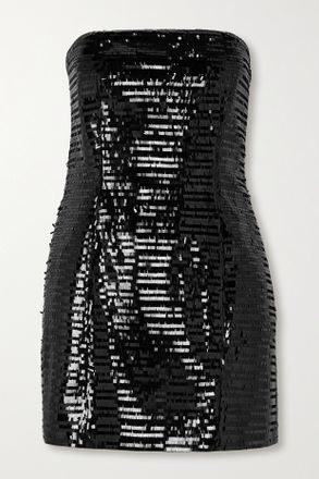 A.L.C. Elsie Tr&auml;gerloses Minikleid Aus Satin Mit Pailletten - Schwarz