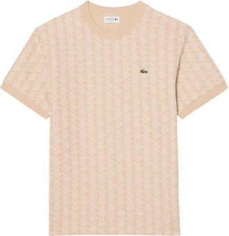 Lacoste Homme, Tops, Beige, Taille: XL Monogram Jacquard T-Shirt