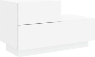 vidaXL Table de chevet avec lumi&egrave;res led blanc 70x36x40,5 cm Vidaxl