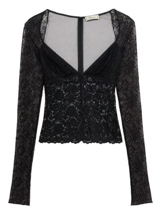Blumarine haut à détails en dentelle - Noir