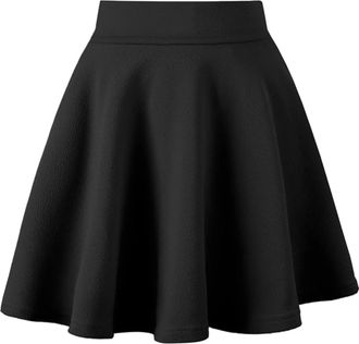 Avidlove Damen Mini Rock Sexy A-Linie Hohe Taille Kurz Skater R&ouml;cke Elegant Faltenrock Elastische Basic Casual Freizeitrock Tennisrock Schwarz XXL