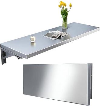Generic Table murale pliante en acier inoxydable pour économiser de lespace - Bureau flottant pour buanderie - Station de travail murale fonctionnelle (130 x 