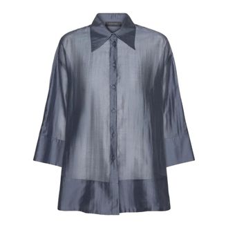 Elena Miro Femme, Blouses et Chemises, Bleu, Taille: 44 FR Chemise boutonn&eacute;e sur le devant