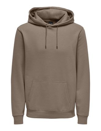 Only & Sons Herren O&S Weicher Kapuzen Pullover Basic Sweatshirt Hoodie Jumper Sweater ONSCERES, Farben:Braun-2, Größe Pullover:XL
