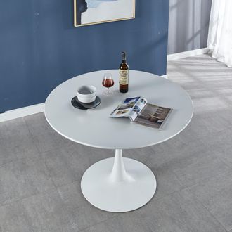 Generic Runder Tulpen-Esstisch - 23,6 Mid-Century Modern Tisch for Kleine R&auml;ume, Naturholz-Finish(White,42.1)